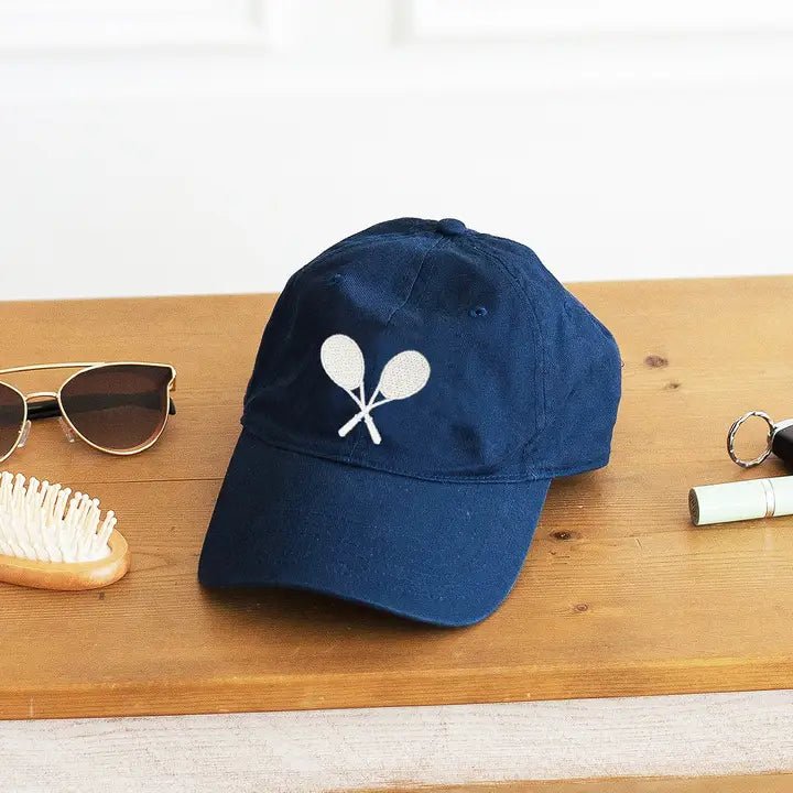 Embroidered Tennis Racket Navy Cap