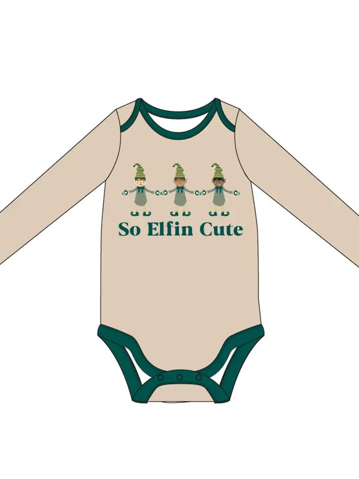 Emerson & Friends- So Elfin Cute Christmas Bamboo Terry Ringer Onesie