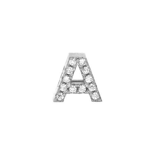 Maya J Mini Sparkling Initial Charm – 14K White Gold-Plated, 8mm