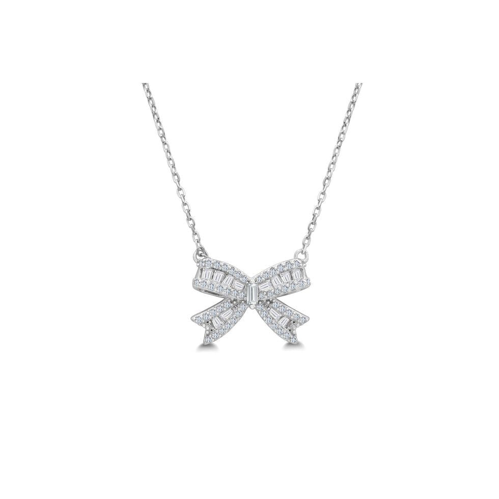 Stia Encrusted Crystal Bow Necklaces – Clear