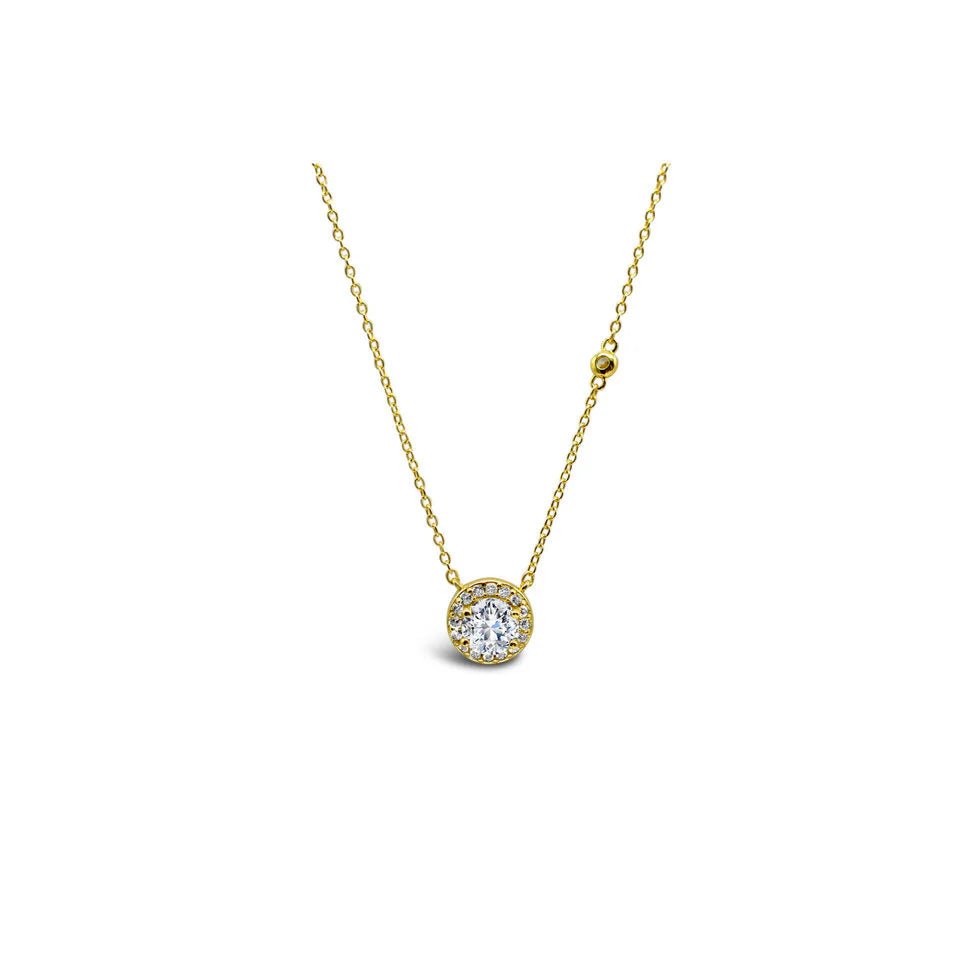 Stia Round Solitaire Halo Necklaces
